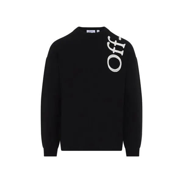 Off-White Vertical Bookish Knit Crewneck - Black