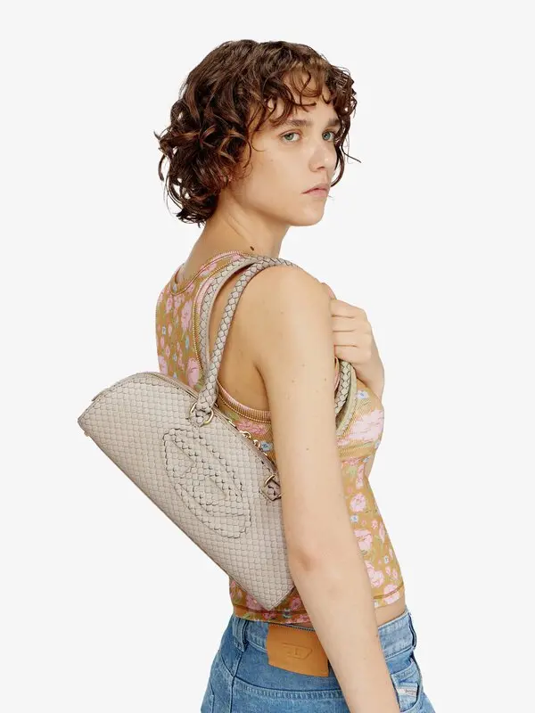 DIESEL® 1dr Python-effect Leather Shoulder Bag - Cream