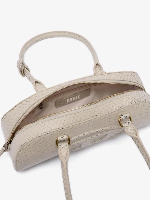 DIESEL® 1dr Python-effect Leather Shoulder Bag - Cream