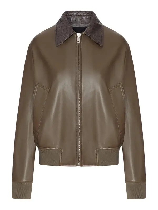 Bottega Veneta Glossy Lambskin Jacket With A Detachable Braided Collar - Multicolor