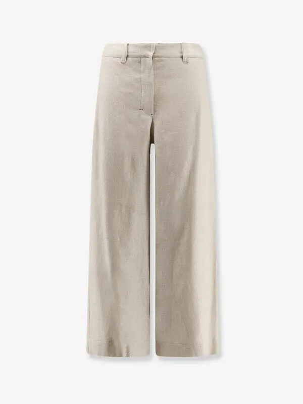 Max Mara Stretch Cotton And Linen Trousers - Multicolor