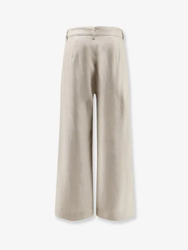 Max Mara Stretch Cotton And Linen Trousers - Multicolor