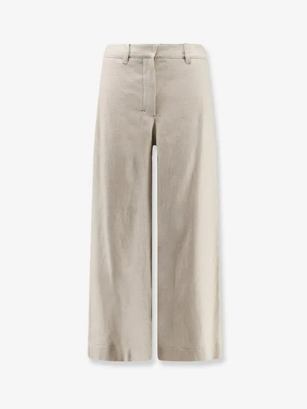 Max Mara Stretch Cotton And Linen Trousers - Multicolor
