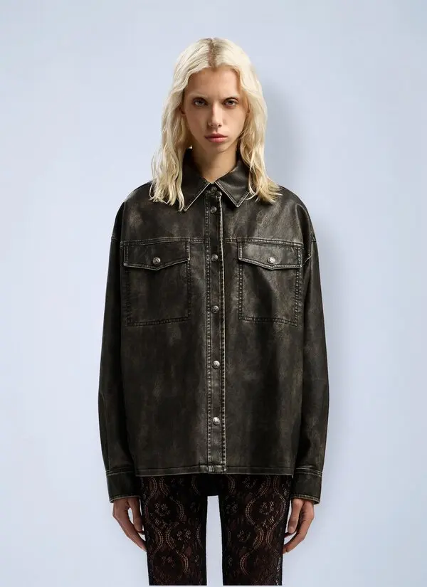 Palm Angels Curved Logo Coated Overshirt