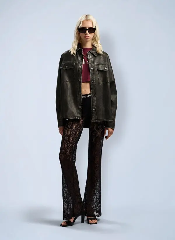 Palm Angels Curved Logo Coated Overshirt