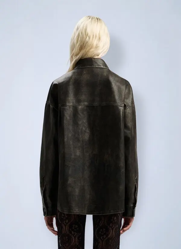 Palm Angels Curved Logo Coated Overshirt