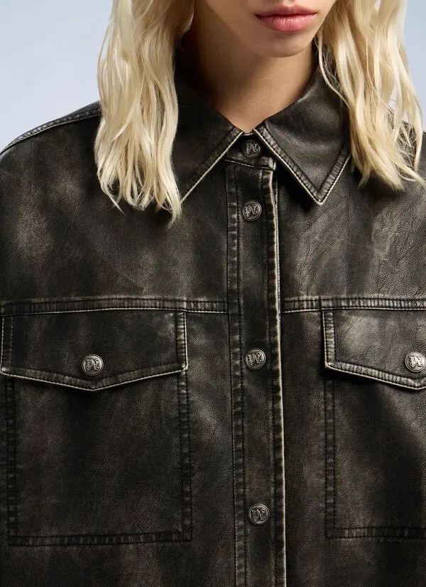 Palm Angels Curved Logo Coated Overshirt