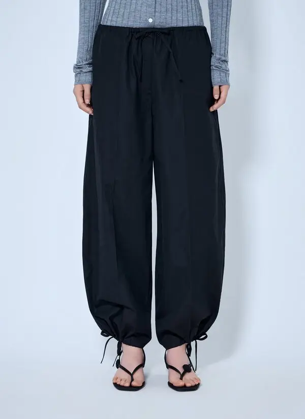 TOTEME Drawstring Cotton Trousers - Black