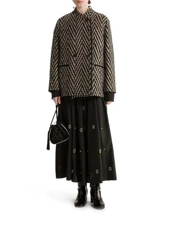 FORTE_FORTE Black Chevron Jaquard Over-jacket