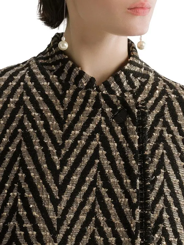 FORTE_FORTE Black Chevron Jaquard Over-jacket