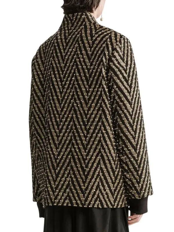 FORTE_FORTE Black Chevron Jaquard Over-jacket - Multicolor