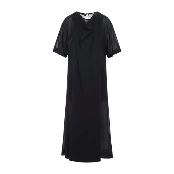 Carven Sheer Draped Midi Dress - Black