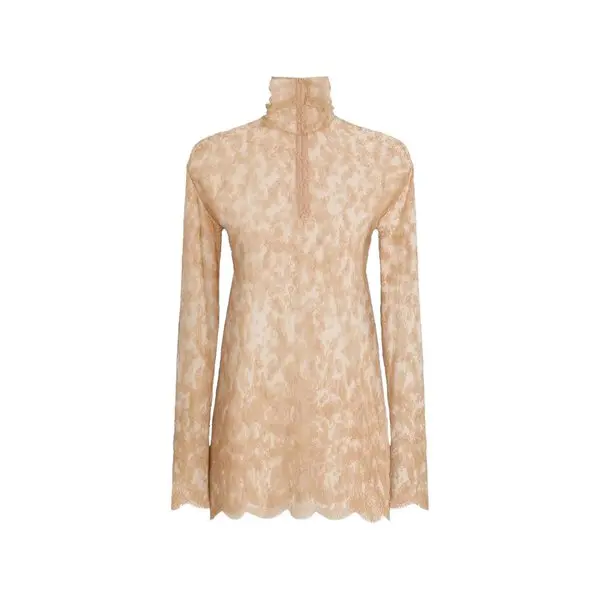Dolce & Gabbana Floral Lace Roll Neck Blouse - Cream