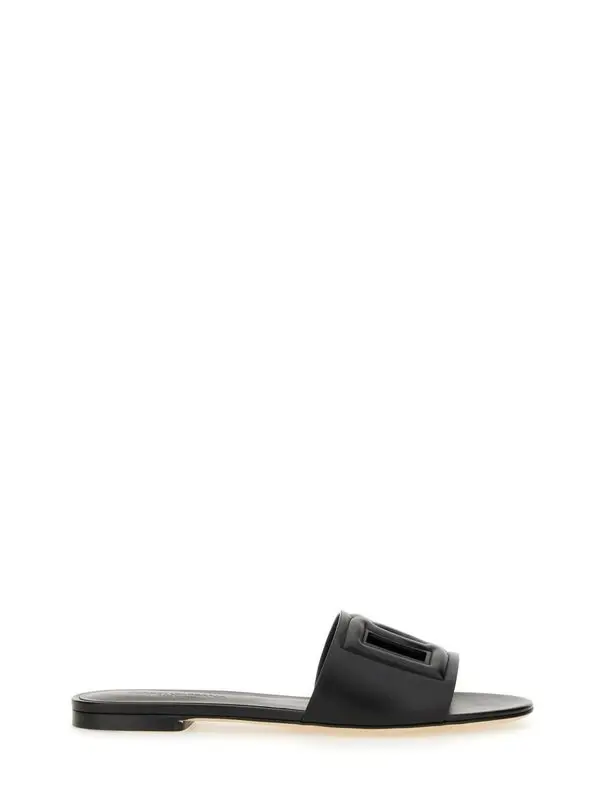 Dolce & Gabbana Logo Slide Sandal - Black