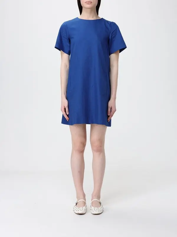 Max Mara Cotton And Linen Mini Dress - Blue