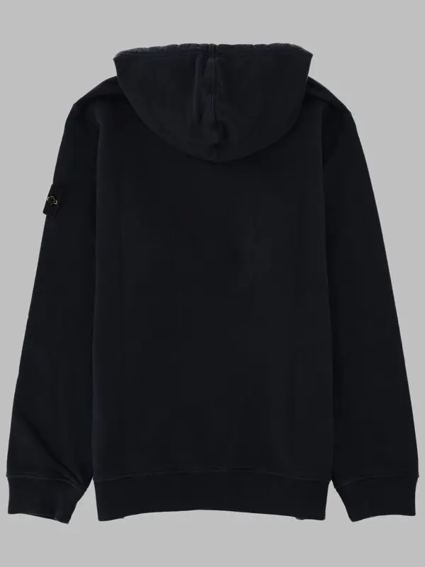 Stone Island Logo Patch Zip Up Hoodie - Blue