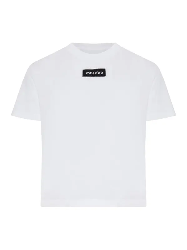 Miu Miu Cotton Jersey T-shirt With An Appliqué Logo - White