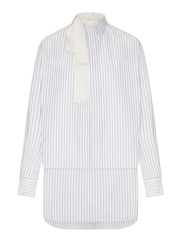 Sacai Striped Shirt Dress - White