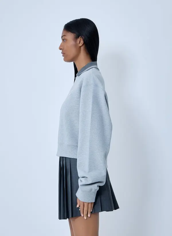 Miu Miu Logo Motif Fleece Sweatshirt - Gray