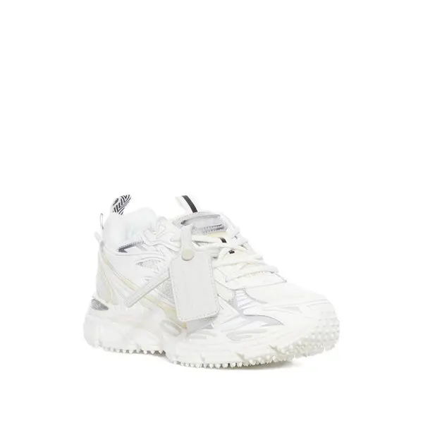 Off-White Leather And Mesh Paneled Sneakers - White