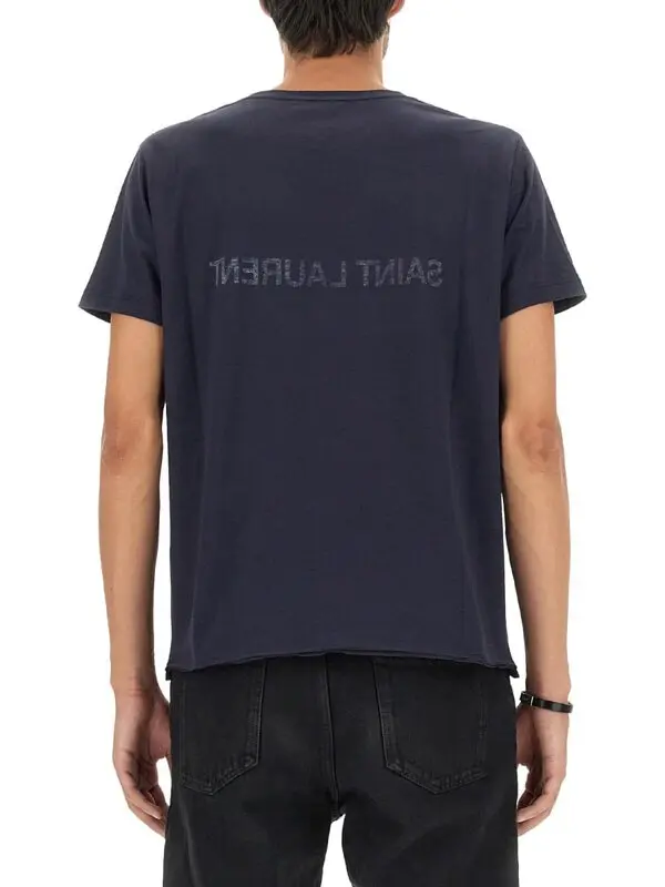 Saint Laurent Inverted Logo T-shirt - Blue