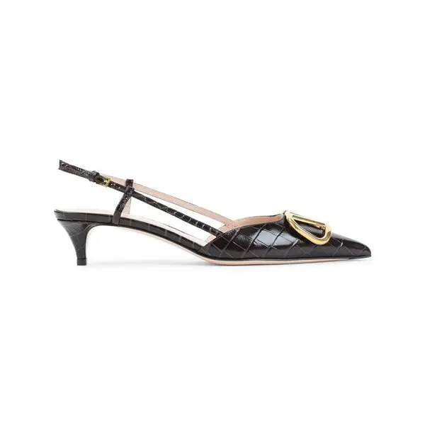 Valentino Garavani V Logo Signature Slingback - Brown