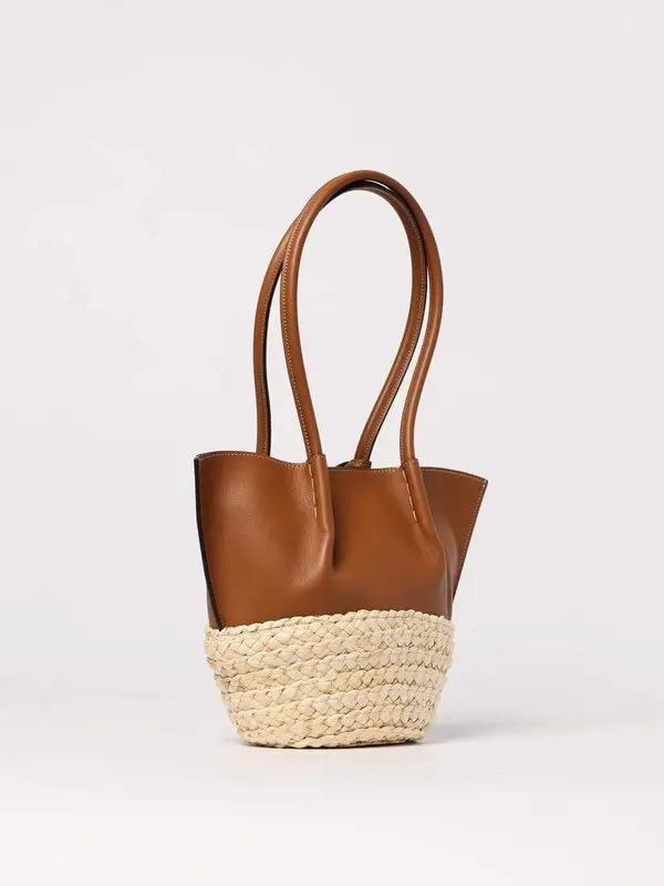 TOD'S Leather And Raffia Shopping Bag - Brown