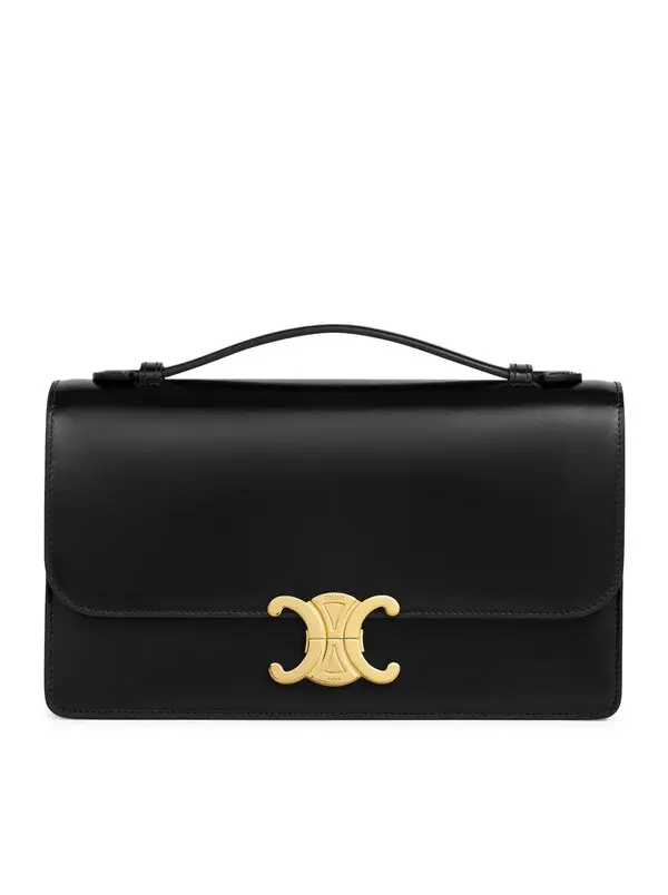 Celine Medium Triomphe Folio In Polished Calfskin
