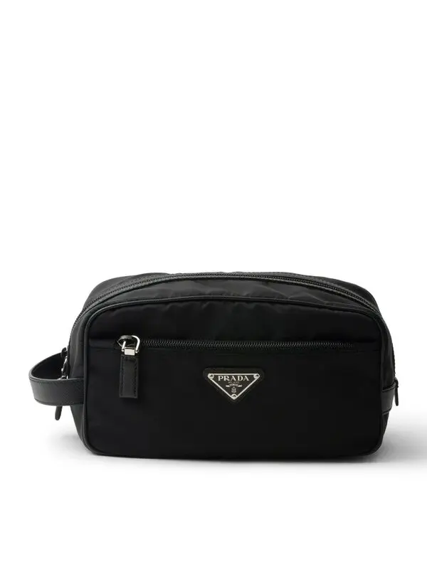 Prada Travel Pouch In Re-nylon And Saffiano