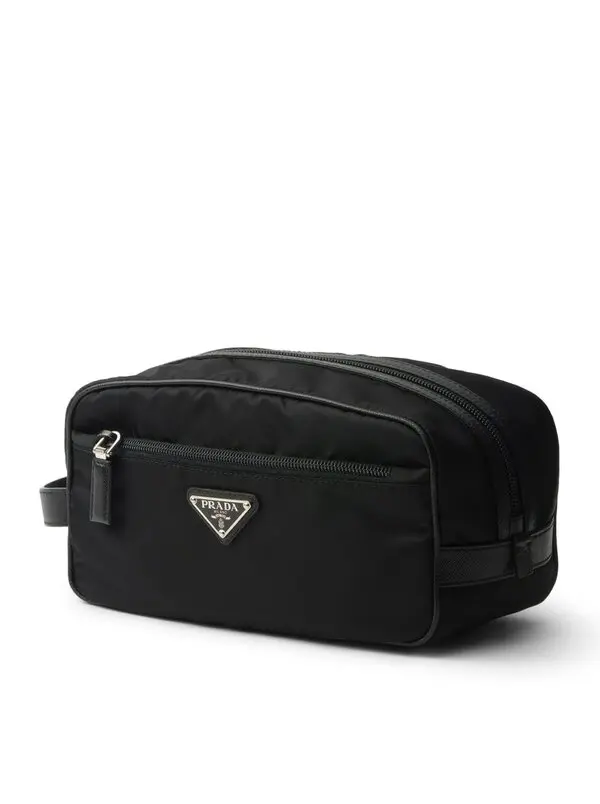 Prada Travel Pouch In Re-nylon And Saffiano