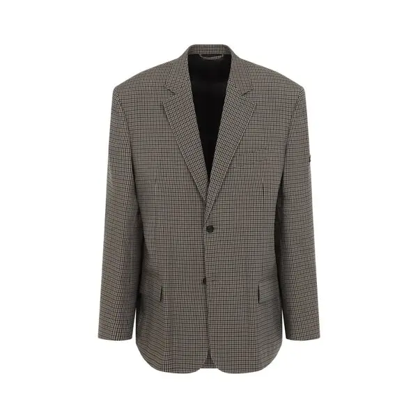 Balenciaga Check Pattern Oversized Blazer - Brown