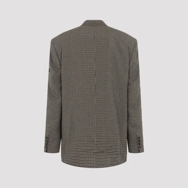 Balenciaga Check Pattern Oversized Blazer - Brown