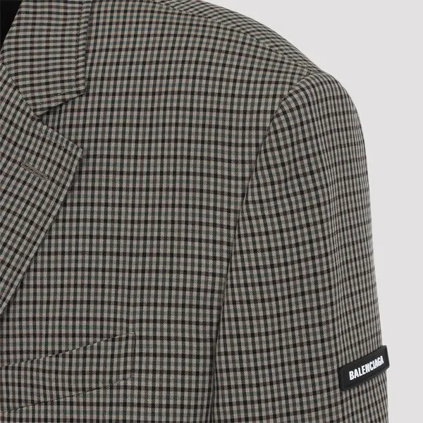 Balenciaga Check Pattern Oversized Blazer - Brown
