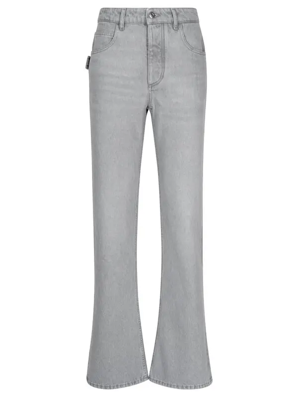 Bottega Veneta Light Grey Washed Denim Flared Jeans