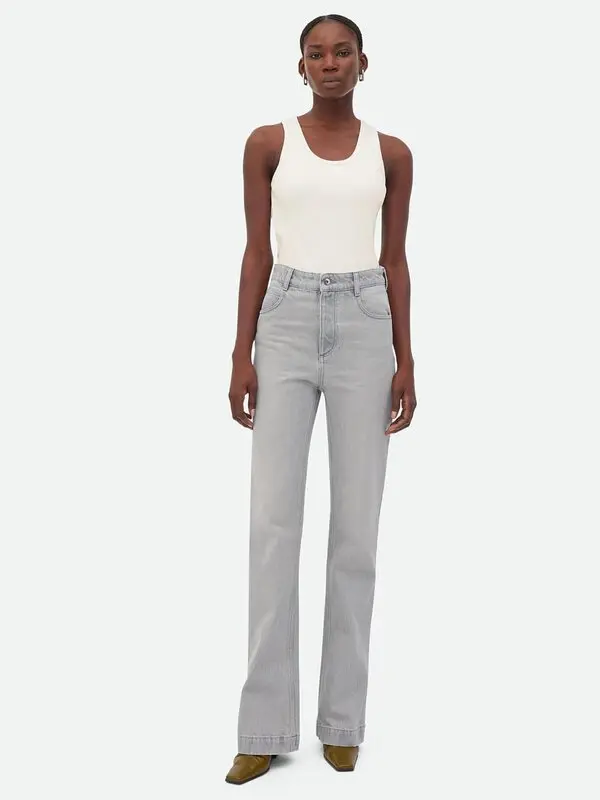 Bottega Veneta Light Grey Washed Denim Flared Jeans