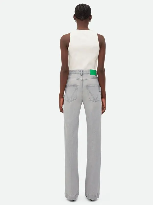 Bottega Veneta Light Grey Washed Denim Flared Jeans