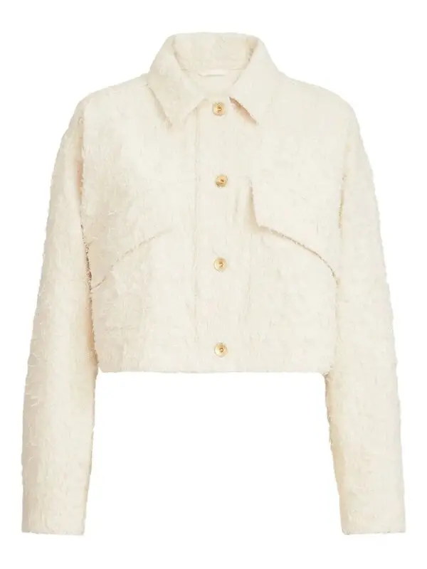 Brunello Cucinelli Fuzzy Dyed Denim Jacket - White