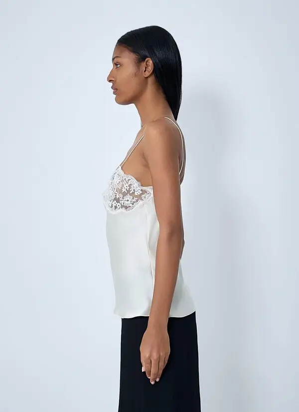 Chloé Silk Satin And Lace Tank Top