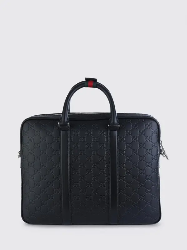 Gucci Gg Embossed Calfskin Business Bag - Black