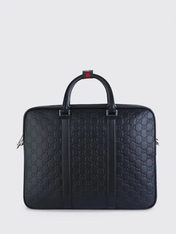 Gucci Gg Embossed Calfskin Business Bag