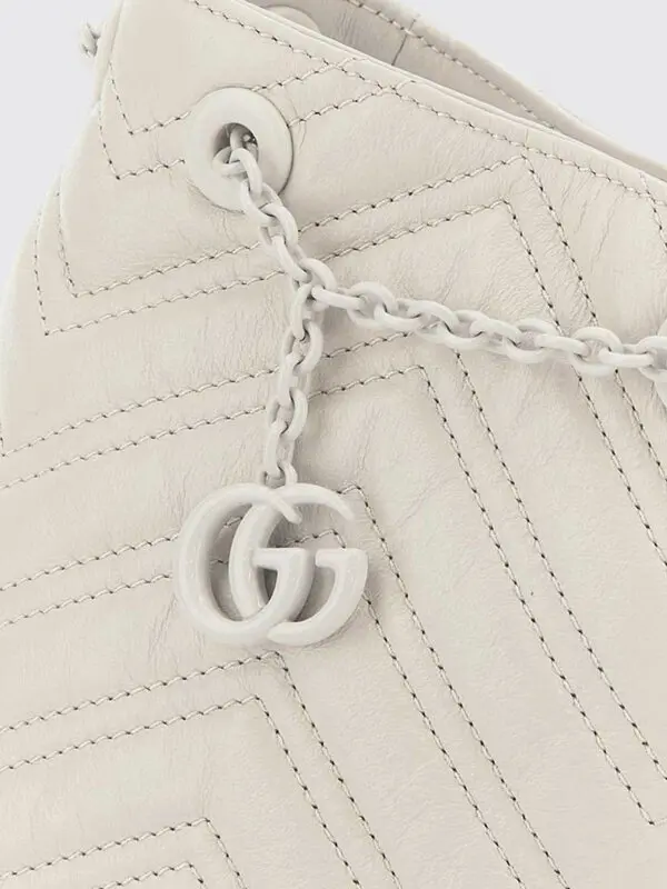 Gucci Gg Marmont Mini Chevron Matelassé Nappa Leather Bucket Bag - Cream