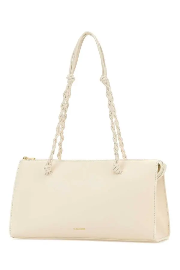 JIL SANDER Ivory Leather Tangle Tent Shoulder Bag