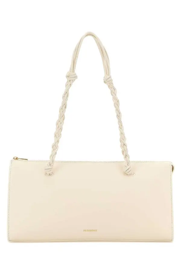 JIL SANDER Ivory Leather Tangle Tent Shoulder Bag - White