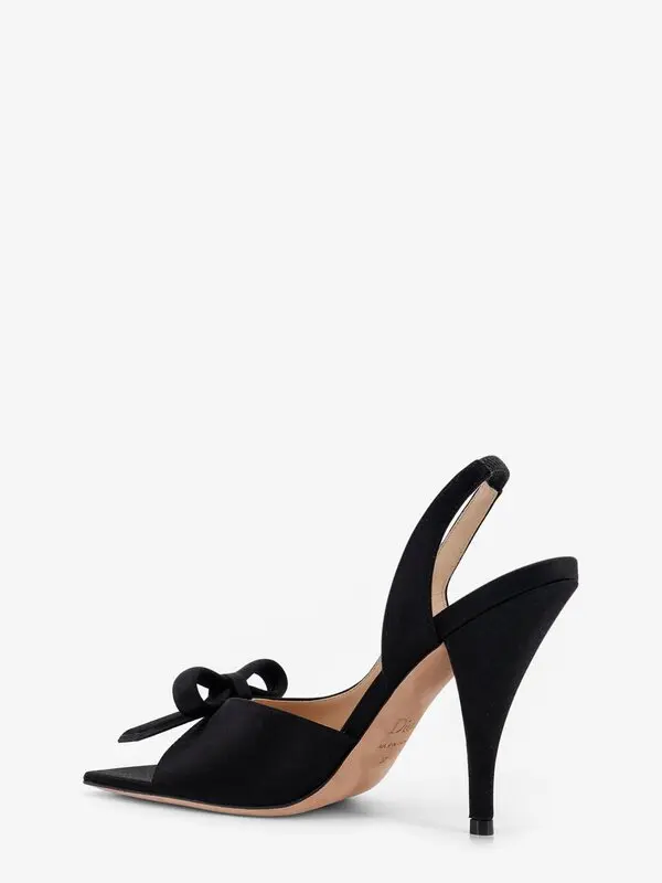 Dior Satin Slingback Sandals With Logo Bow Detailing - Black
