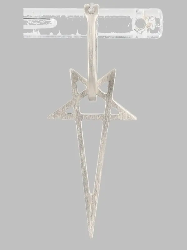 Rick Owens Brass Pentagram Charm Earring - Silver