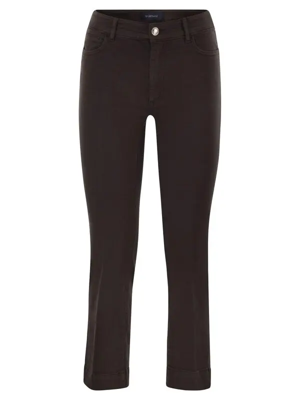 Sportmax Enna Denim Pants With Mini Flare Line - Multicolor