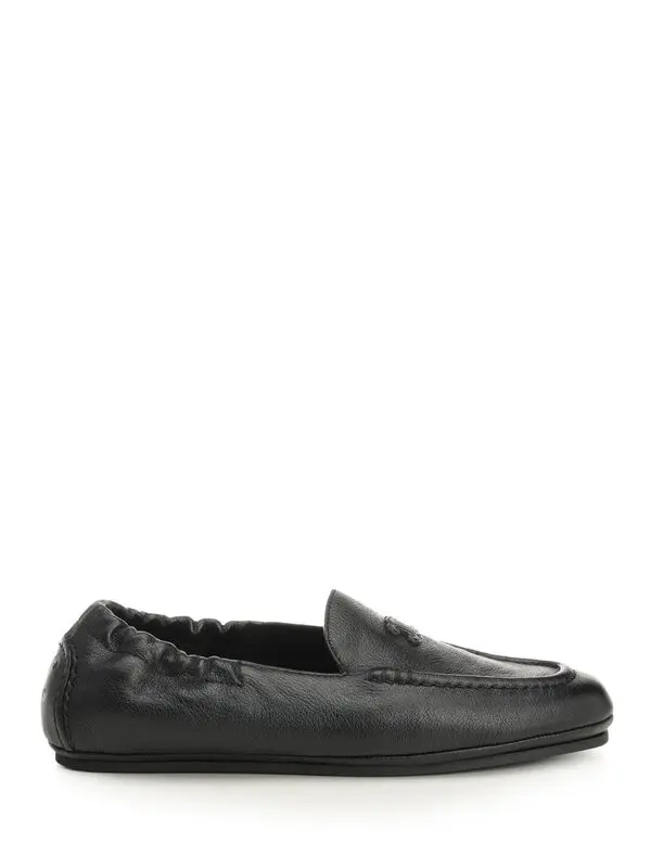 Celine Loafer With Triomphe Goatskin - Black