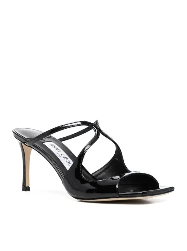 JIMMY CHOO Anise 75mm Shiny Leather Sandals
