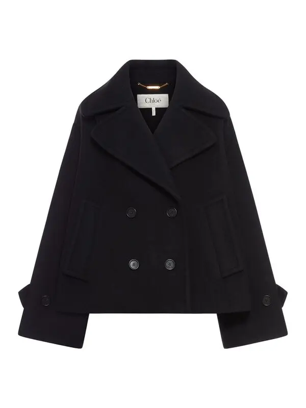 Chloé Oversized Short Wool Coat - Black
