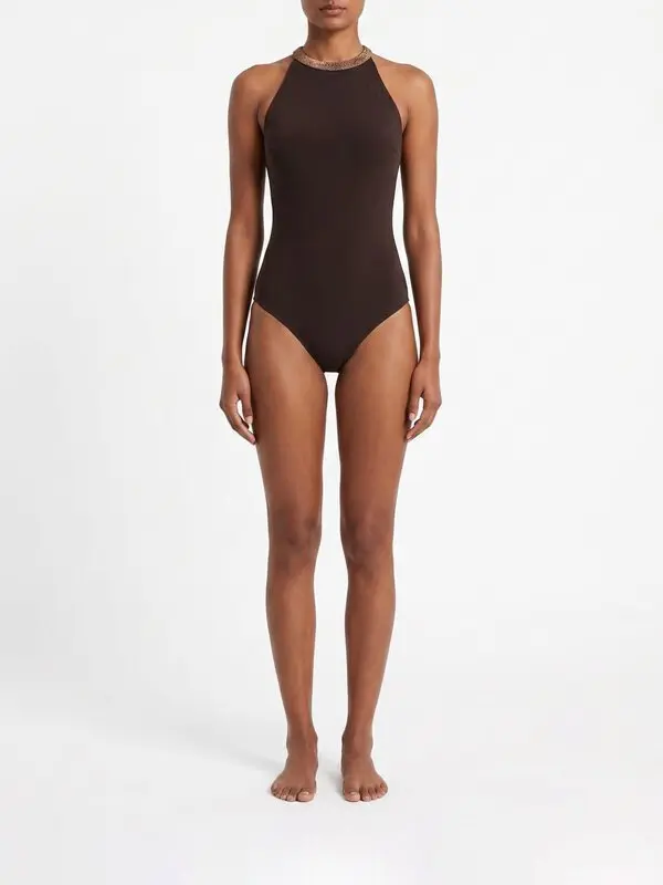 Brunello Cucinelli Halterneck One-piece Swimsuit - Brown